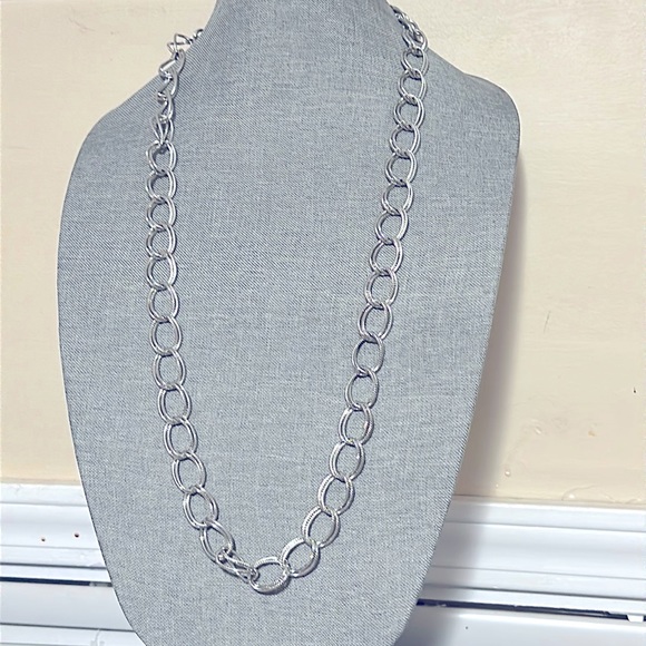 Jewelry | Vintage Silver Stone Chain Link Long Necklace | Poshmark